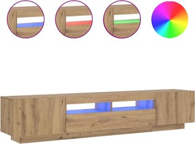 TV stolek s LED dub artisan 200x35x40 cm kompozitní dřevo 3329166