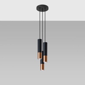 Sollux Lighting Závěsné svítidlo LOOPEZ 3P černé/měď