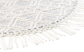 Kulatý vlněný koberec ø 140 cm šedý/krémově bílý BULDAN Beliani