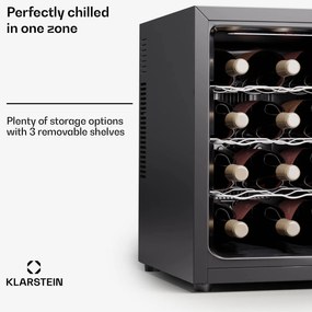 Klarstein Silent Vino 12 Uno, vinotéka, 31 l / 12 lahví, 5-18 °C, dotykový displej