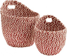 Nástěnný košík Raspberry/white Menší, červená barva, bílá barva, papír