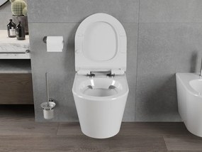 Mexen Rico závěsné wc Rimless s toaletním sedátkem Slim z duroplastu, bílá - 30720100