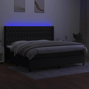 Box spring postel s matrací a LED černá 200x200 cm textil 3138583