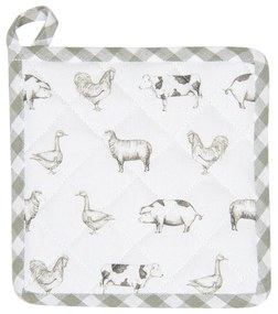 Bavlněná podložka pod hrnec Country Life Animals bílo-zelená - 20*20 cm