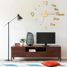 3D nástěnné hodiny moderní design zlaté 100 cm XXL 325154