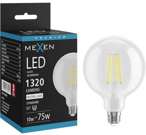 Mexen Vintis LED žárovka filament E27, G125, 10W, Neutrální - 4000K, 1320 lm, čirá - L158-E27-1040-00