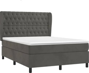 Box spring postel s matrací tmavě šedá 140x200 cm samet 3129394
