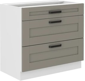 Kuchyňská skříňka LUNA 80 D 3S BB korpus: bílá, barva dvířek: světle šedá CLAY