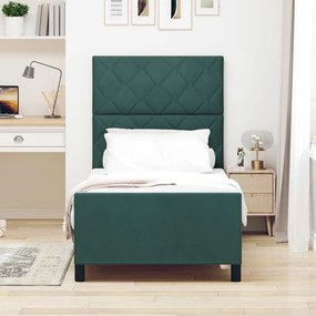 Postel s boxspringem s čelo Tmavě zelená 100 x 200 cm samet 3344990