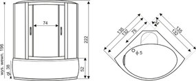 KERRA P-135 (Big Boss) hydromasážní box s vanou 135x135, P135BB