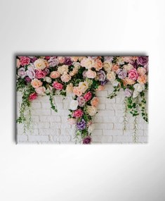 Malvis ® Obraz Stěna obklopená růžemi ROZMĚR (šířka x výška): jednodílný obdélník 150x100 cm