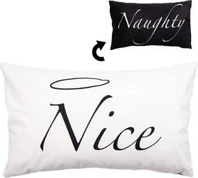 Bílo-černý povlak na polštář Naughty a Nice z Black&White X-Mas - 30*50 cm