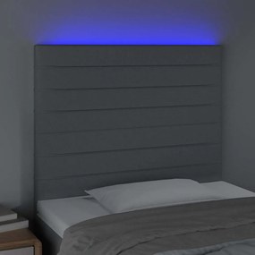 Čelo postele s LED světle šedé 100x5x118/128 cm textil 3122554