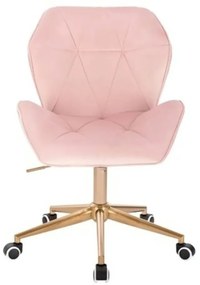 LuxuryForm Židle MILANO MAX VELUR na zlaté podstavě s kolečky - světle růžová