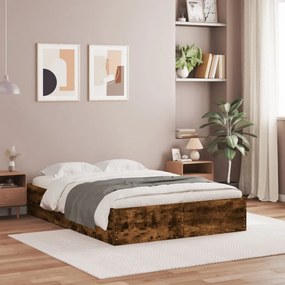 Rám postele se zásuvkami kouřový dub 120 x 190 cm kompozit 3207319
