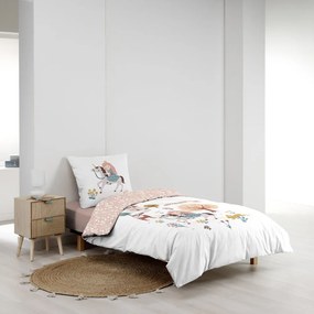 Bílé/růžové bavlněné dětské povlečení na jednolůžko 140x200 cm Lilibelle – douceur d'intérieur