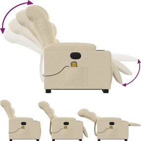 Elektrické zvedací masážní polohovací křeslo krémové textil 3206680