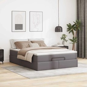 Osmanský rám postele s matrací šedá 140x200cm umělá kůže 3311044
