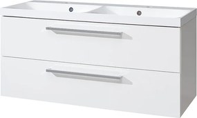 Mereo Mereo, Bino, koupelnová skříňka s umyvadlem z litého mramoru 121 cm, bílá, dub, CN663M