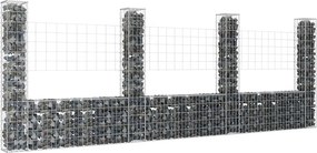 Gabionový koš ve tvaru U se 4 sloupky železo 380 x 20 x 150 cm 151284
