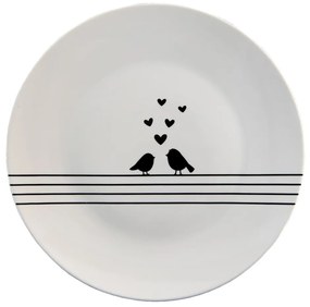 Porcelánový dezertní talířek s ptáčky Love Birds - Ø20*2 cm