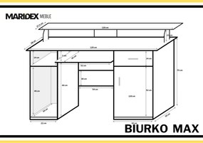 Psací stůl MAX Maridex 120/75-92/60 Barva: bila