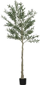 HOMCOM Umělý olivovník Velký 180 cm - Umělá rostlina, plastový olivovník v květináči, umělý strom s cementem, umělý mech pro obývací pokoj, ložnici, d