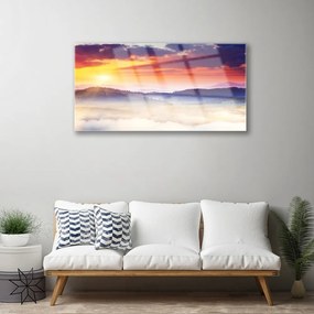 Obraz na skle Hora Slunce Krajina 120x60 cm