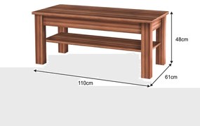 Konferenční stůl CHERIS  — 110x61x48 cm, švestka/šedý grafit Kondela