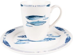 Porcelánový hrnek s rybkami Fish Blue - 12*9*11 cm / 330 ml