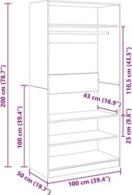 vidaXL Marketos Šatní skříň bílá vysoký lesk 100 x 50 x 200 cm kompozitní dřevo