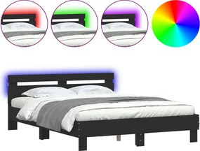 Rám postele s čelem a LED osvětlením černý 140 x 190 cm 3207561