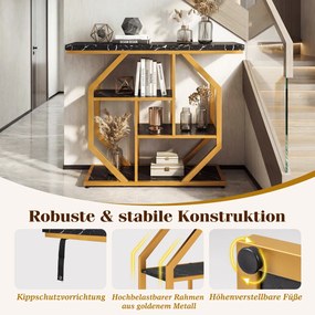 Costway 100 cm konzolový stolek 4patrový moderní s policemi a deskou z černého
