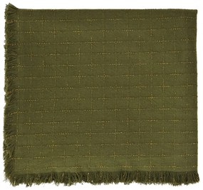 MADAM STOLTZ Bavlněný ubrus Checked Green/Gold 150 x 150 cm, zelená barva, textil