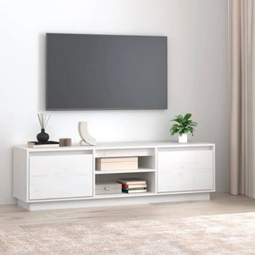 TV skříňka bílá 140 x 35 x 40 cm masivní borové dřevo