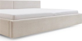 Béžová čalouněná dvoulůžková postel s úložným prostorem s roštem 200x240 cm Cube – Meise Möbel