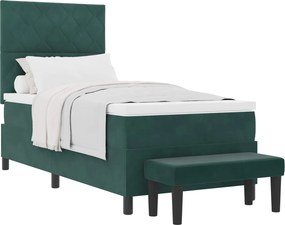 Postel s boxspringem s čelo Tmavě zelená 190 x 90 cm samet 3344549