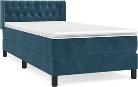 Box spring postel s matrací tmavě modrá 90x190 cm samet 3131115