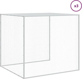Klec pro kuřata se střechou světle šedá 403 x 98 x 90 cm ocel 3189045