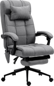 Kancelářská židle Vinsetto s masážní funkcí ergonomická výškově nastavitelná s bederním vyhříváním podnožka podhlavník polyester šedá 66x76x112-120cm…