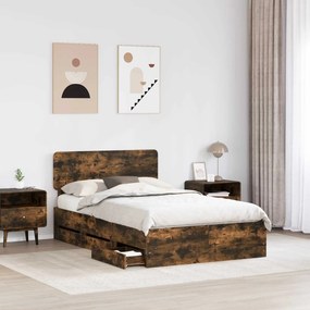 Rám postele se zásuvkou Uzený Dub 135 x 190 cm Dřevěný materiál 3412196