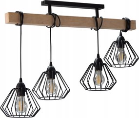 Lampa Stropní Svítidlo Stropní Lustr 018-4PL Drátěná Dřevo Loft Kuchyně Obývací Pokoj