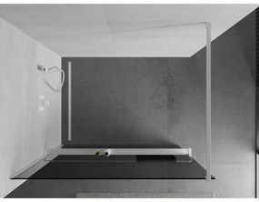 Mexen Kioto+, sprchová zástěna Walk-In s poličkou a věšákem 130 x 200 cm, 8mm šedé sklo, bílý profil, 800-130-121-20-40