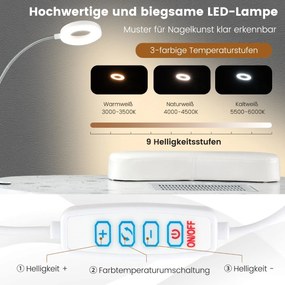 Costway Manikúrní stůl skládací s elektrickým sběračem prachu mramorový vzhled