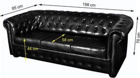 Askont Pohovka Chesterfield Bis 3M Antique Black