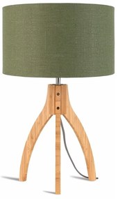 Stolní lampa se zeleným stínidlem a konstrukcí z bambusu Good&amp;Mojo Annapurna