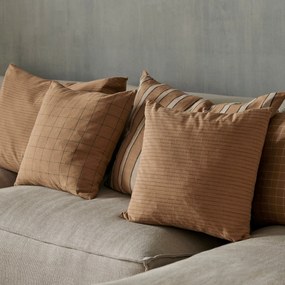 FERM LIVING Polštář Brown Cotton Cushion, Grid