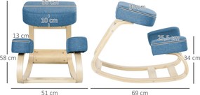 Vinsetto Ergonomická Kolenní Židle z Březového Dřeva, Křeslo pro Udržení Správného Držení Těla s Paměťovou Pěnou a Polyesterovým Polštářem pro Domov …