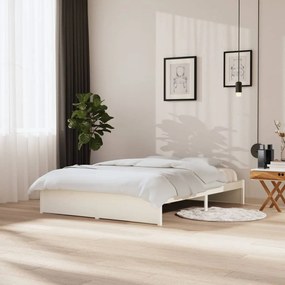 Rám postele bílý masivní dřevo 150 x 200 cm King Size,  814955