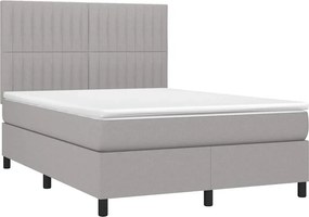 Box spring postel s matrací a LED světle šedá 140x200 cm textil 3135037